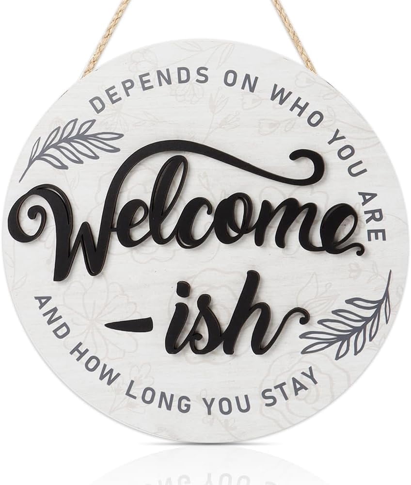 3D Welcome-ish Wood Hanging Sign Plaque, Funny Welcome Quote with ...
