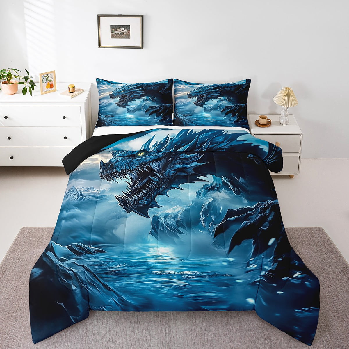 3D Western Dragon Bed Comforter Set Queen Size,Wildlife Animals Super ...
