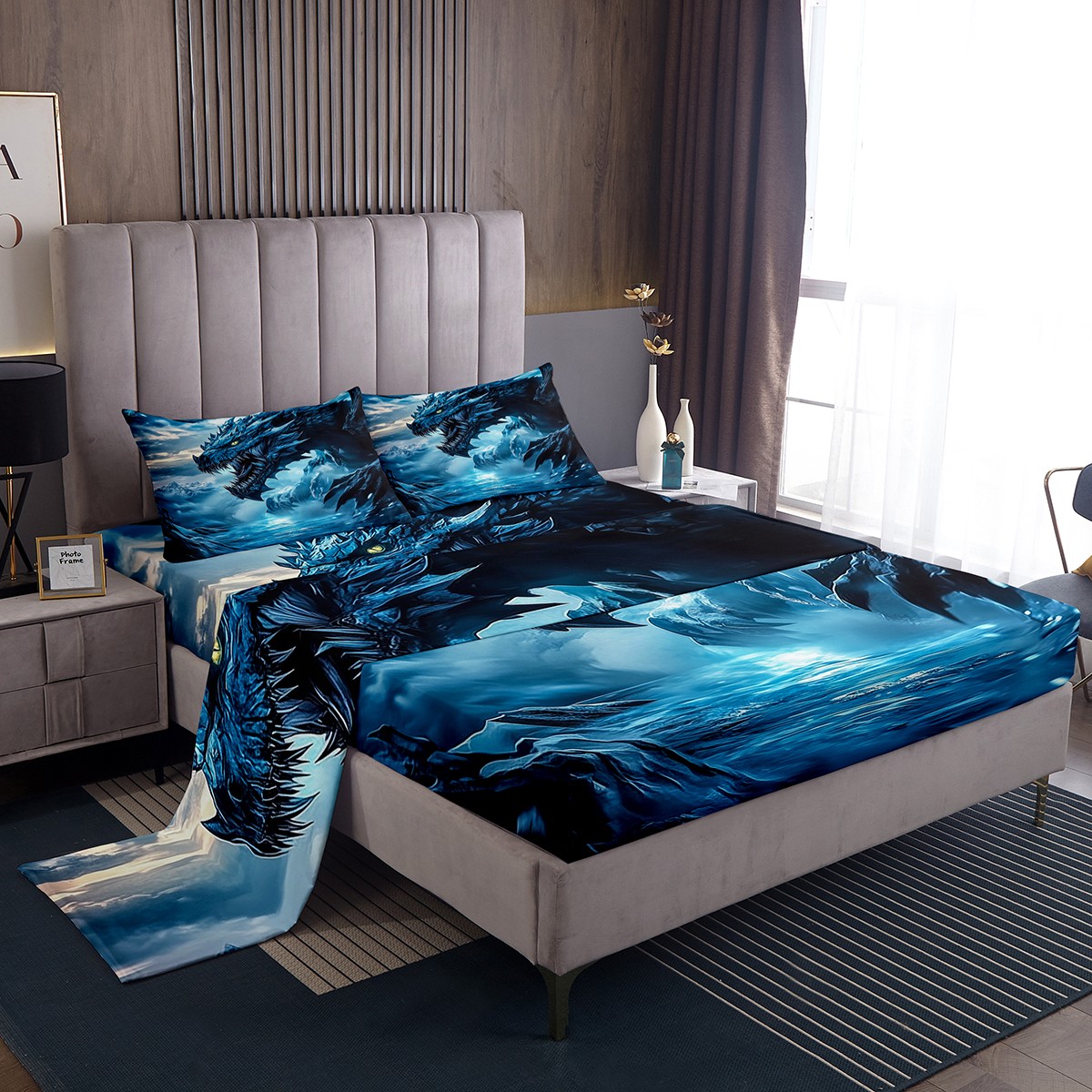 3D Western Dragon Bed Sheet 4 Piece,Mysterious Western Dragon Sheets ...