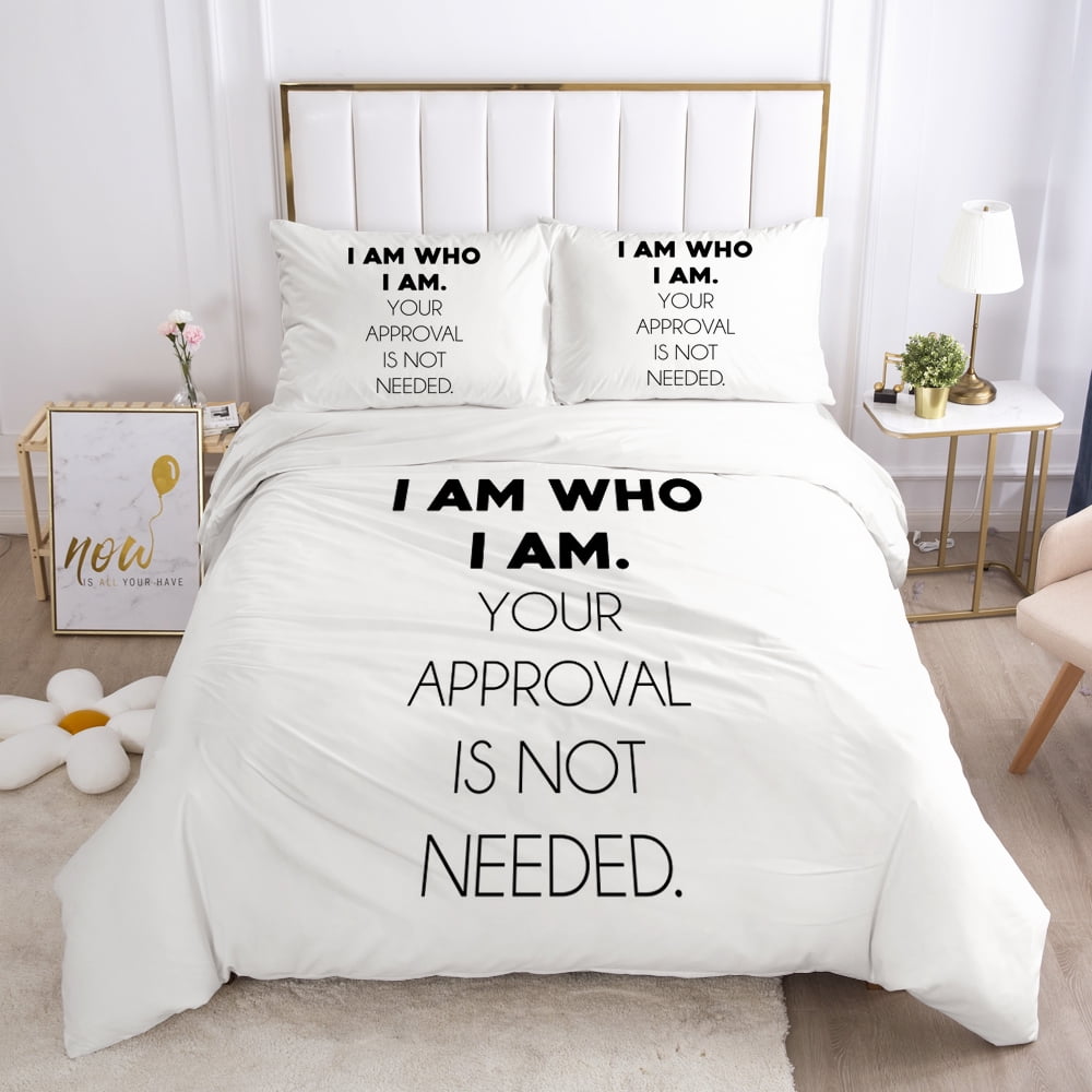 3D White Letter Bedding Set Double Duvet Cover Set 2-3PCS Blanket Case ...