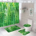 3D White Pebble St Bamboo Shower Curtain Set Lotus Flower Leaves ...