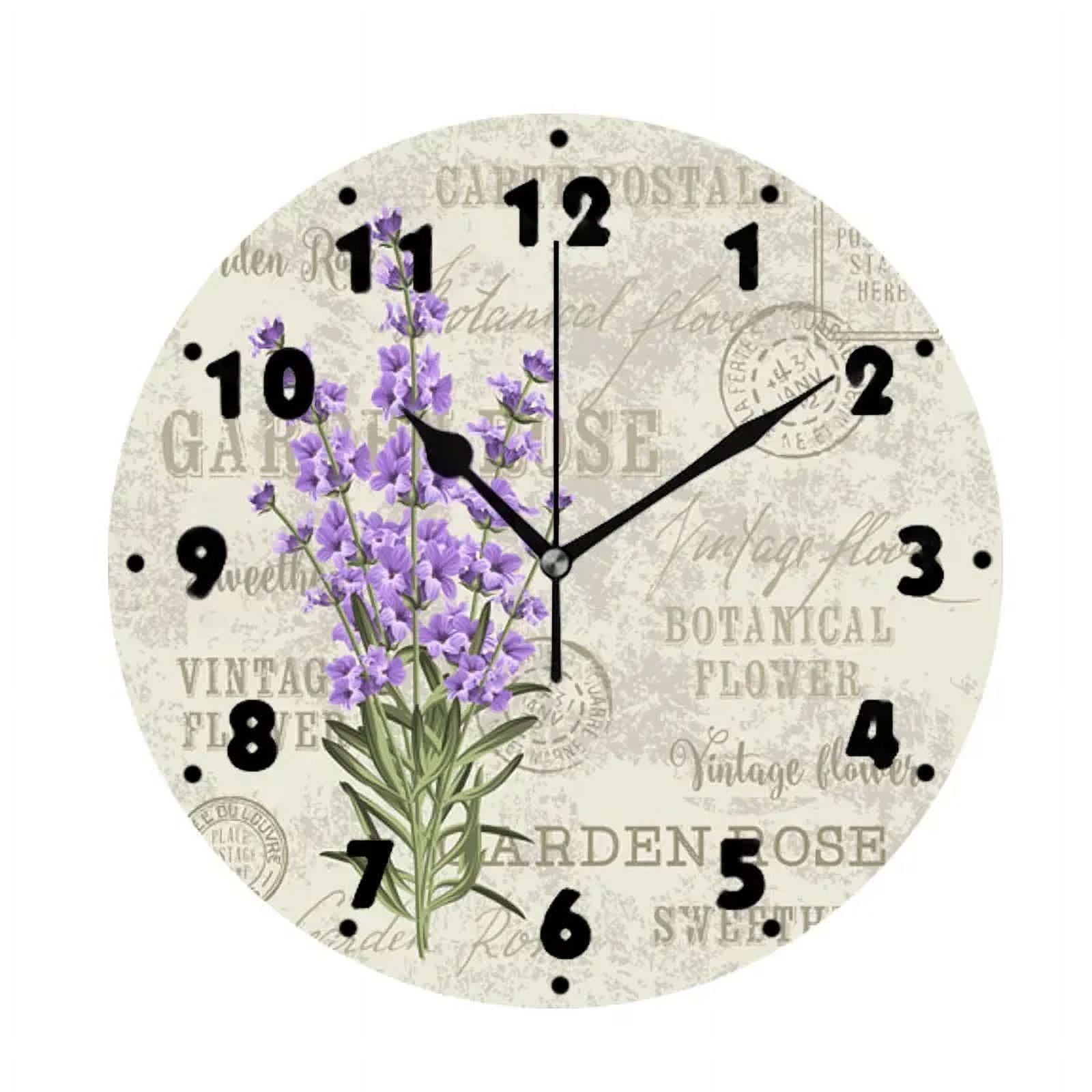 3D White Rose Floral Wall Clock Modern Living Room Elegant Flower Round ...