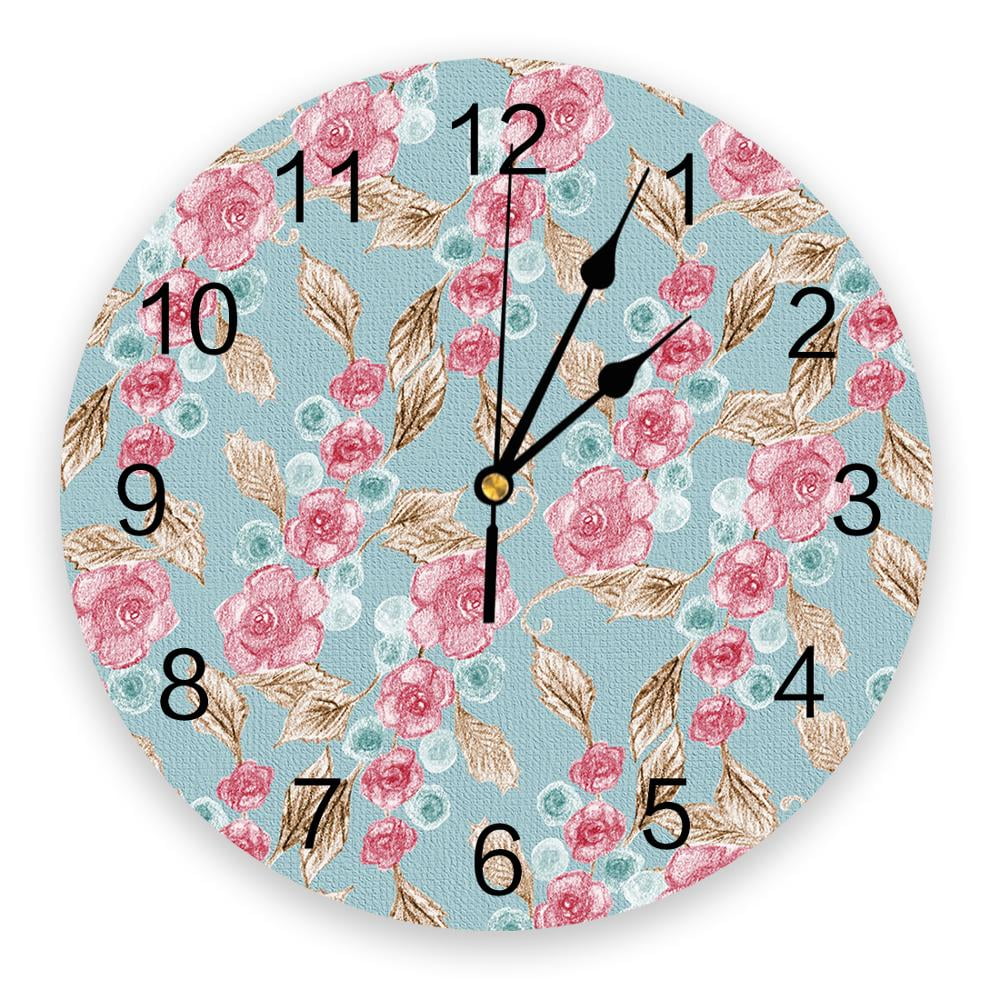 3D White Rose PVC Wall Clock Modern Design Home r Bedroom Silent Oclock ...