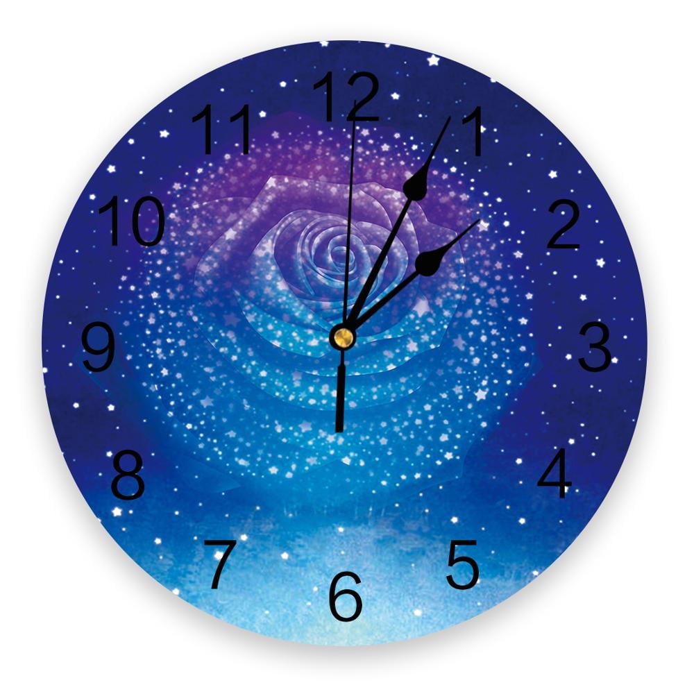 3D White Rose PVC Wall Clock Modern Design Home r Bedroom Silent Oclock ...