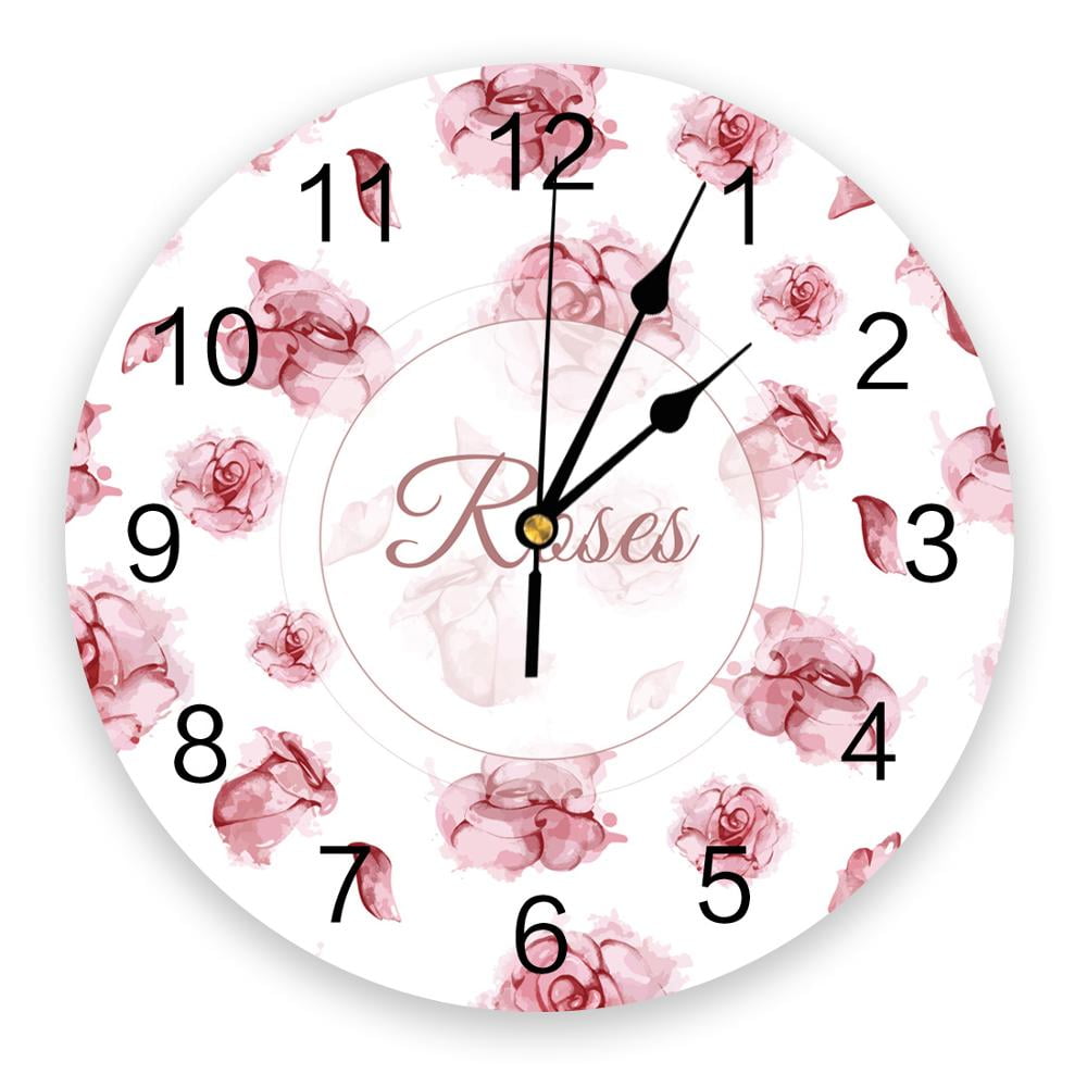 3D White Rose PVC Wall Clock Modern Design Home r Bedroom Silent Oclock ...