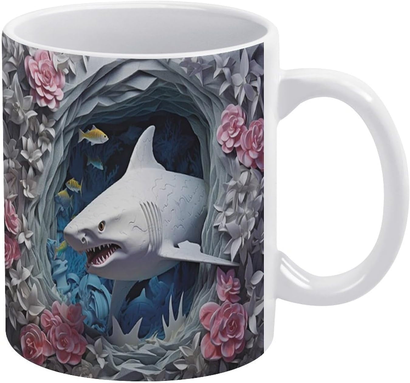 3D White Shark Mug, Ocean White Shark Mug | Ceramic Coffee Cup ...