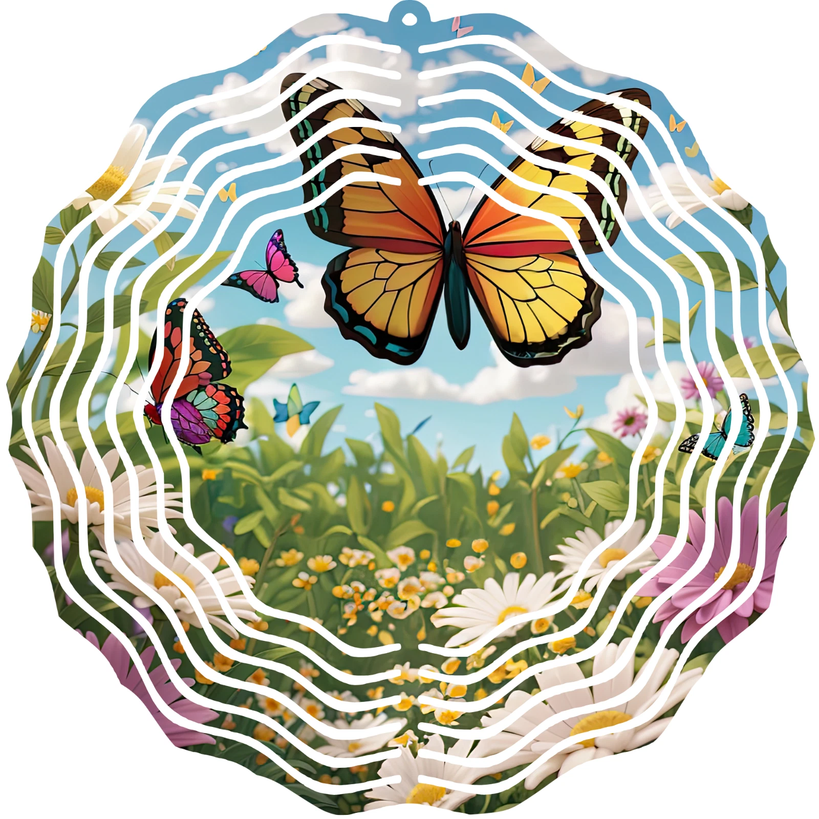 3D Wind Spinner Metal 10" Hanging Yard Art Round Garden Mobile ...