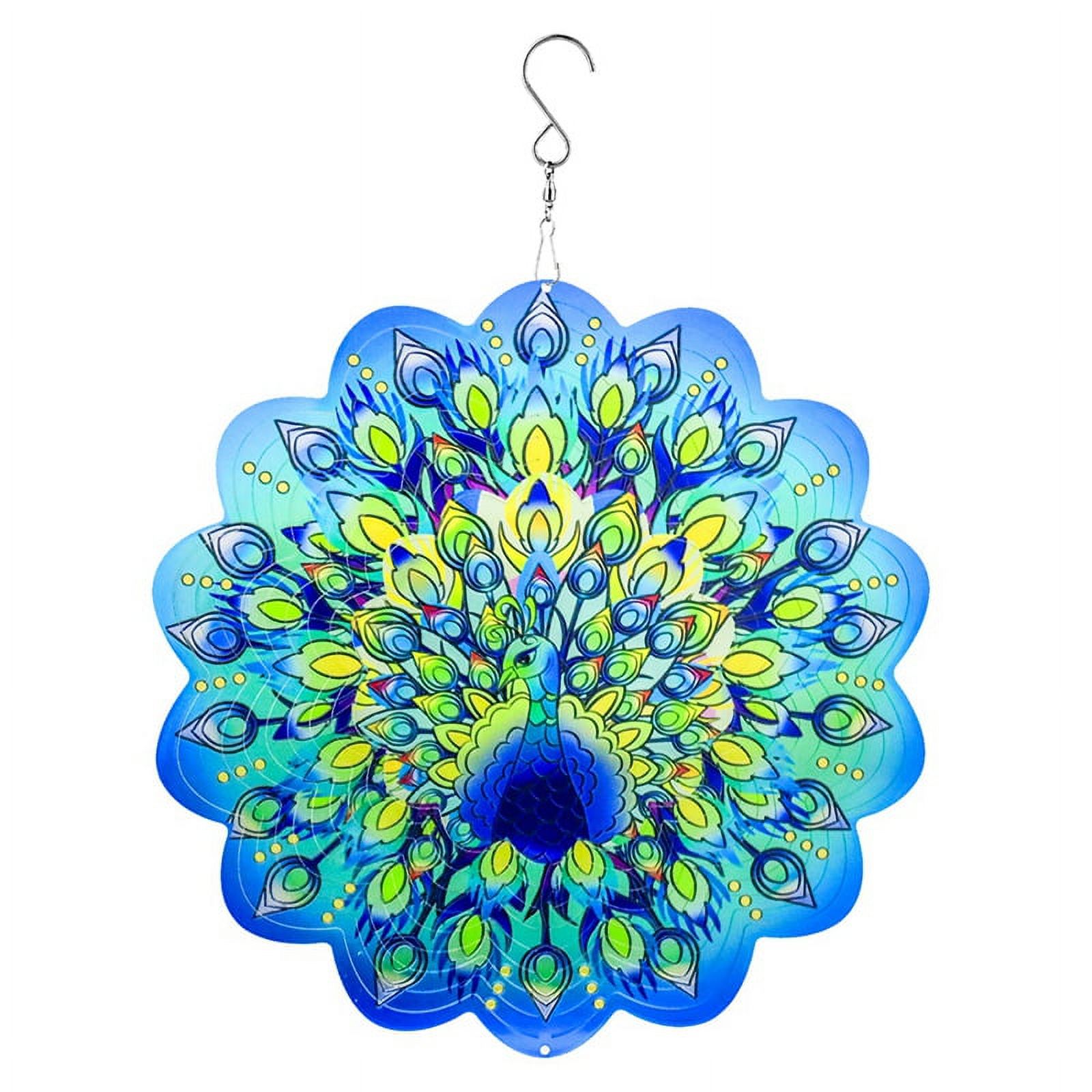 3D Wind Spinner Peafowl 12Inch Garden Laser Cut Hanging Wind Spinners ...