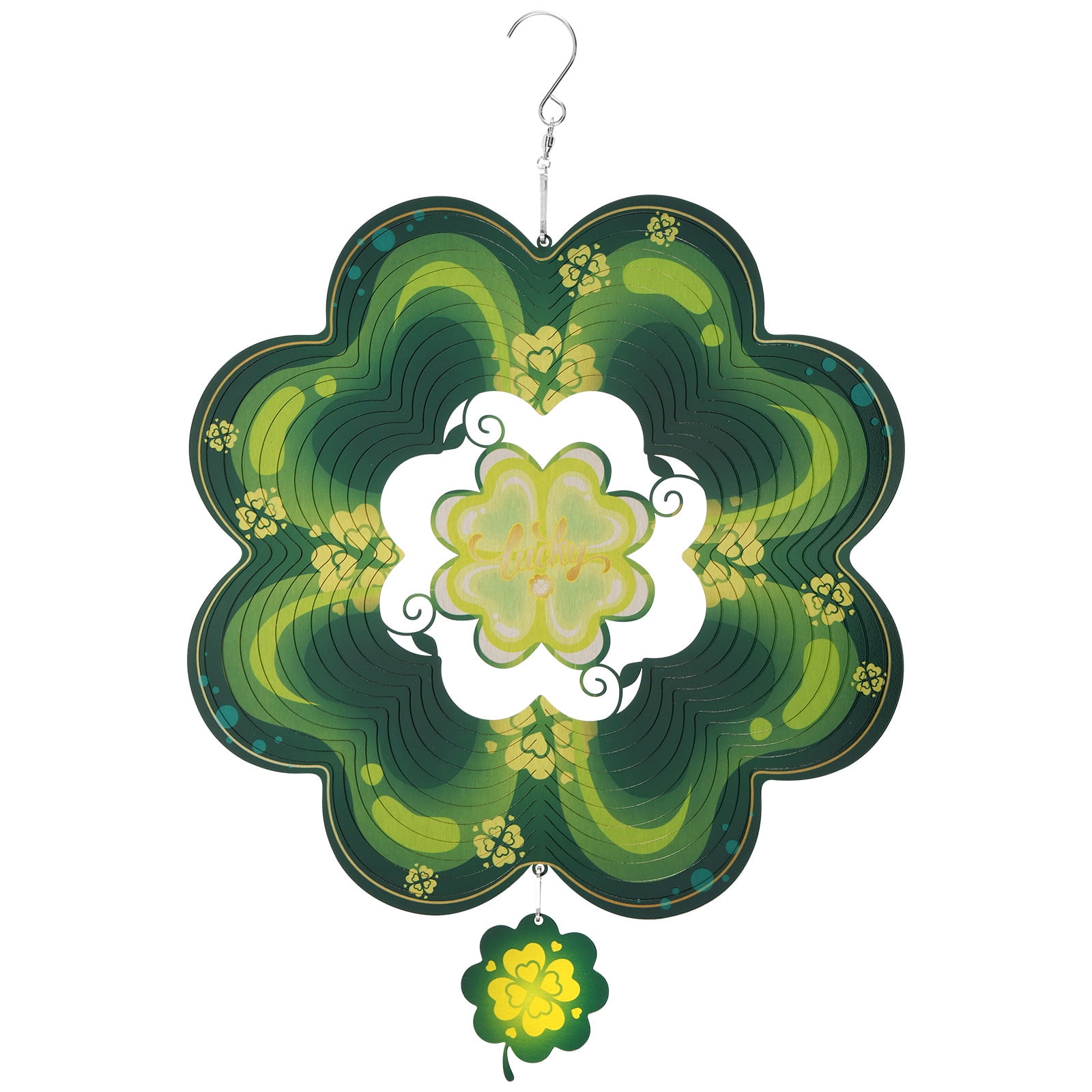 3D Wind Spinners 12 inch Outdoor Metal Four Leave Clover Wind Spinner ...
