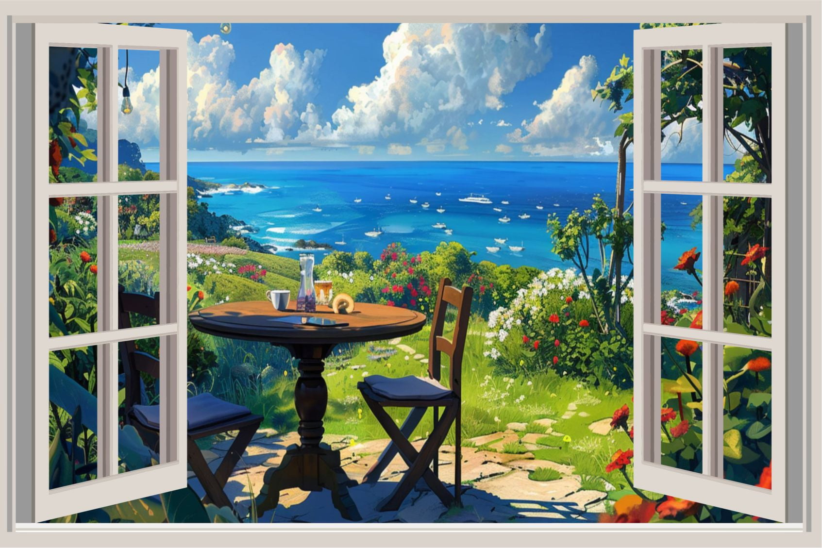 3D Window View Wall Decal | Vinyl Peel & Stick Wall Sticker | Nature ...