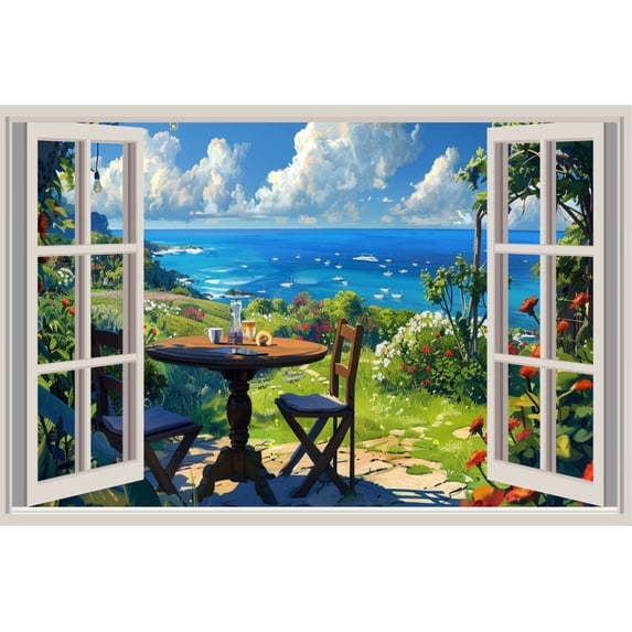 3D Window View Wall Decal | Vinyl Peel & Stick Wall Sticker | Nature ...