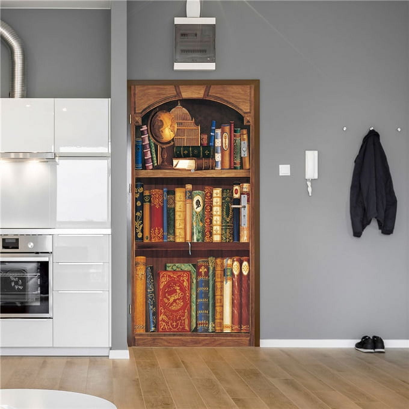 3D Wine Cabinet Bookshelf Door Sticker For Living Room Corridor ...