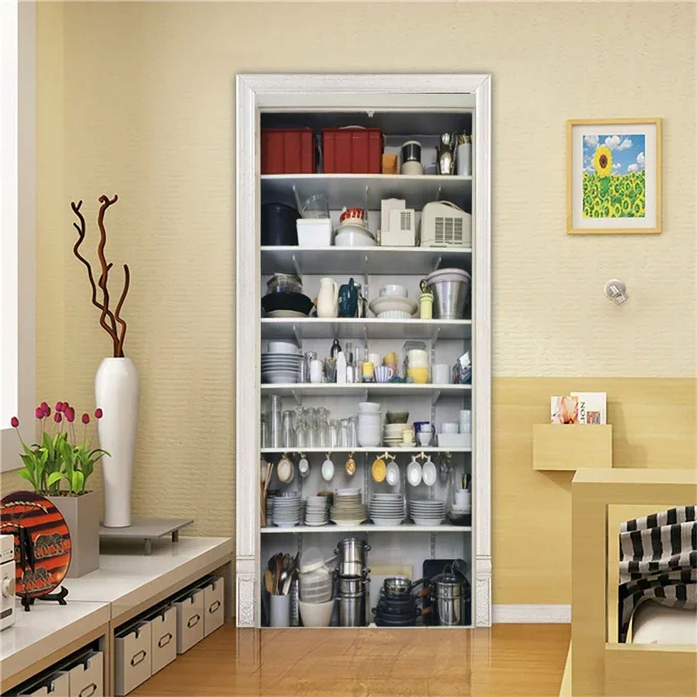 3D Wine Cabinet Door Stickers Liquor Theme Wallpaper Self-Adhesive PVC ...