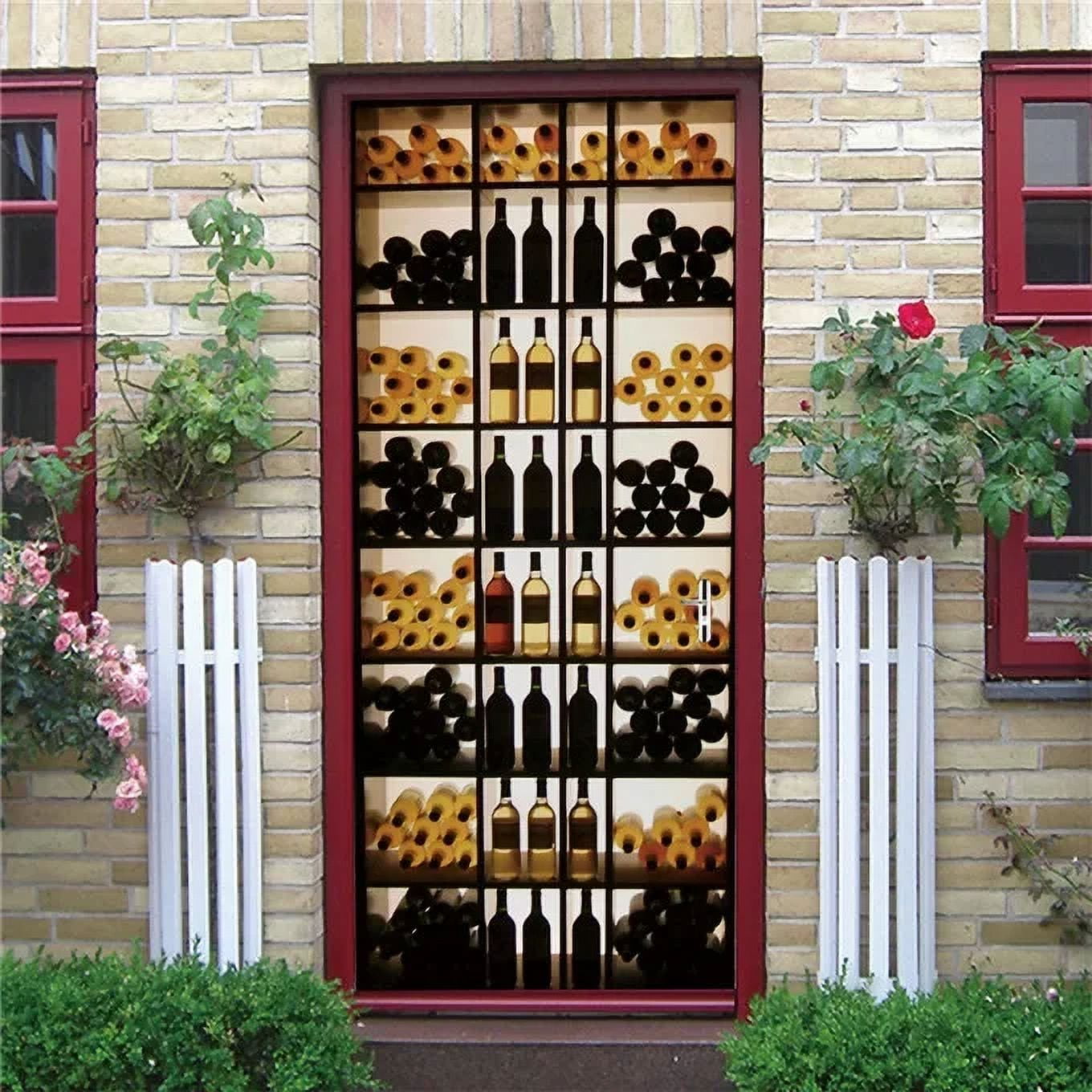 3D Wine Cabinet Door Stickers Liquor Theme Wallpaper Self-Adhesive PVC ...