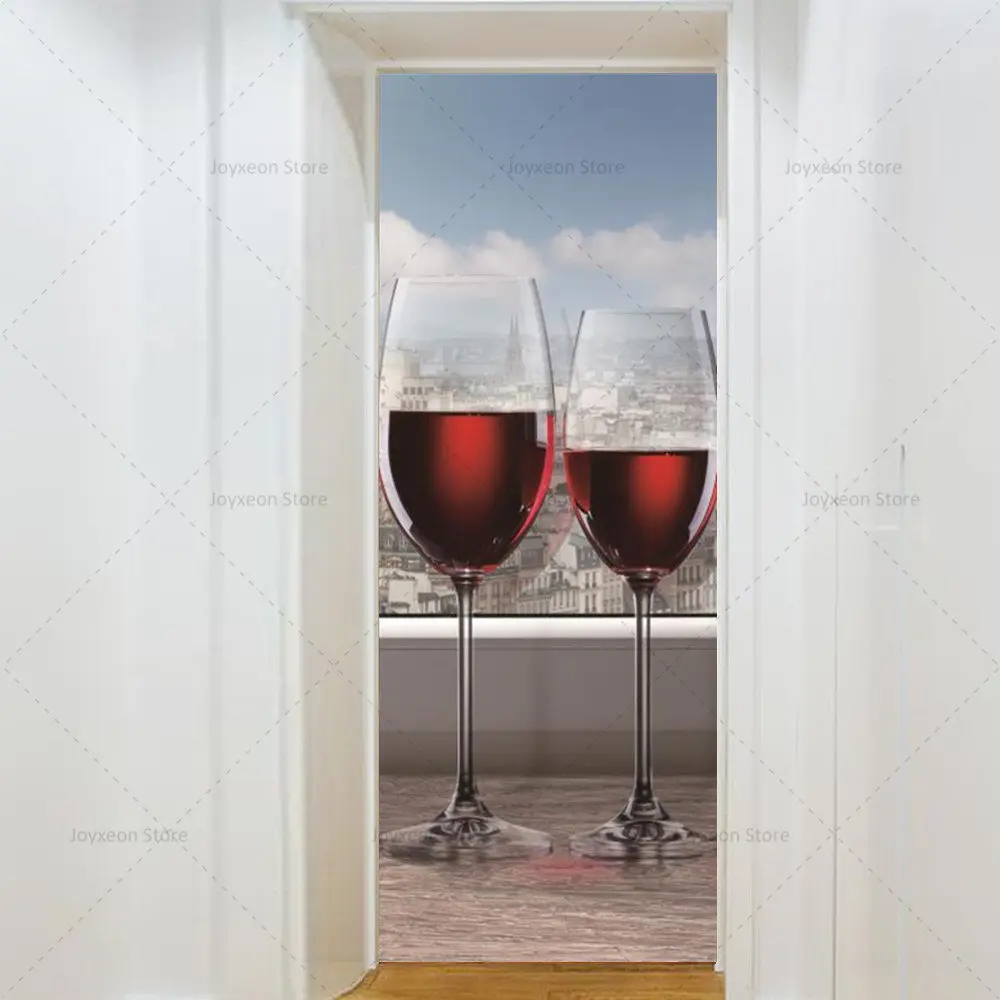 3D Wine Door Sticker Self Adhesive Romantic Home Decoration PVC Taste ...