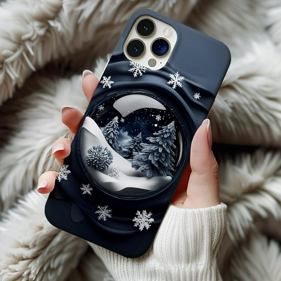 3D Winter Snow Globe Festive Holiday Scene Phone Case with iPhone 17 to ...