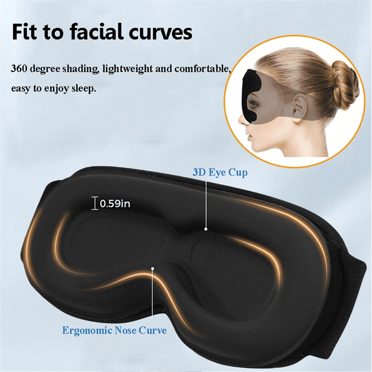 3D Wireless Sleeping Headphones Blindfold Soft Washable Bluetooth5.4 ...
