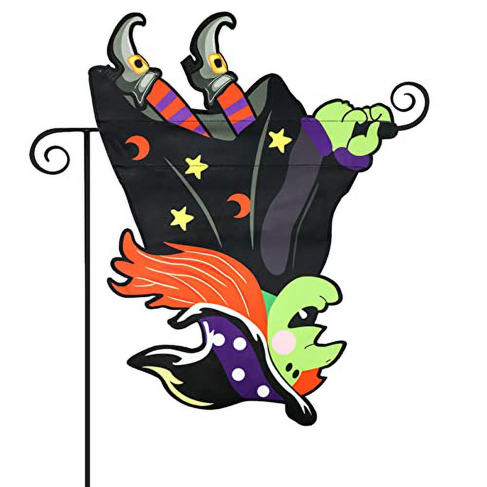 3D Witch Riding Broom Halloween Garden Flag, YEAHOME Vertical Double ...