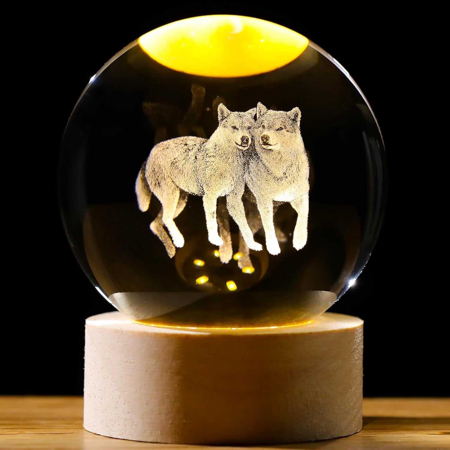 3D Wolf Figurines Gifts for Wolves Lovers, Wolf Ball Night Light with ...