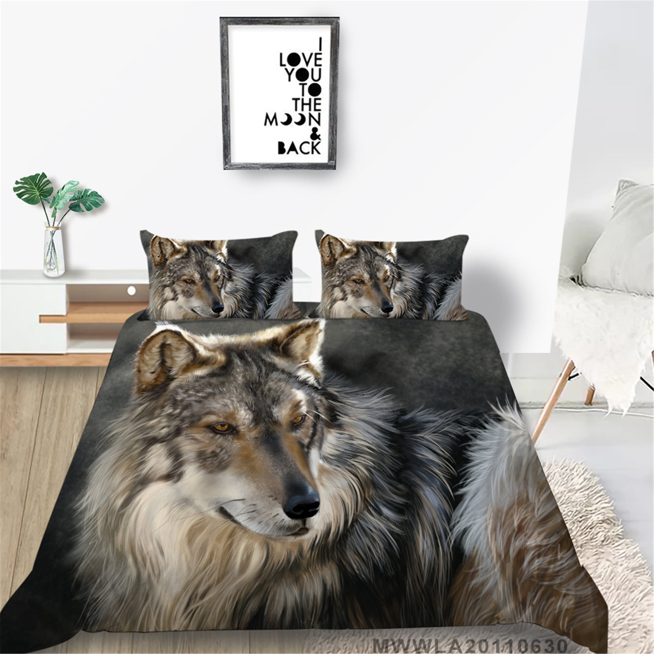 3D Wolf Printed Home Bedclothes Unique Design Boy Man Duvet Cover Set ...