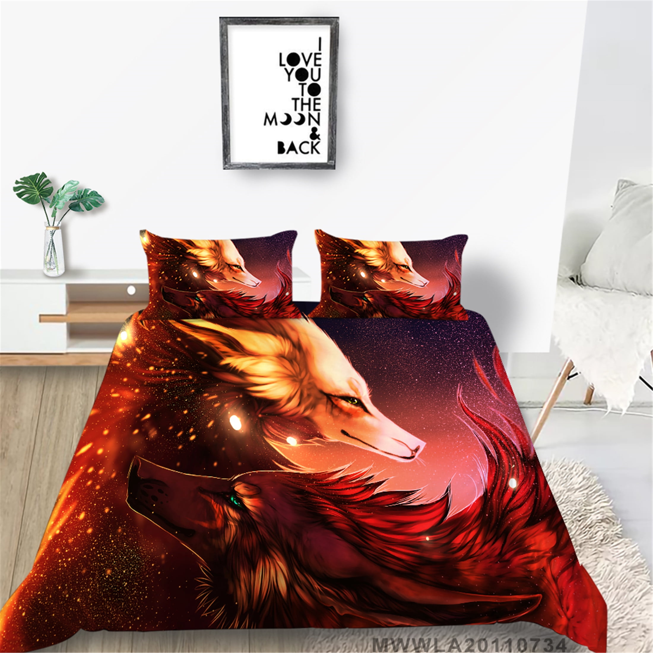 3D Wolf Printed Polyester Home Bed Set Boy Man Cool Duvet Cover Set ...