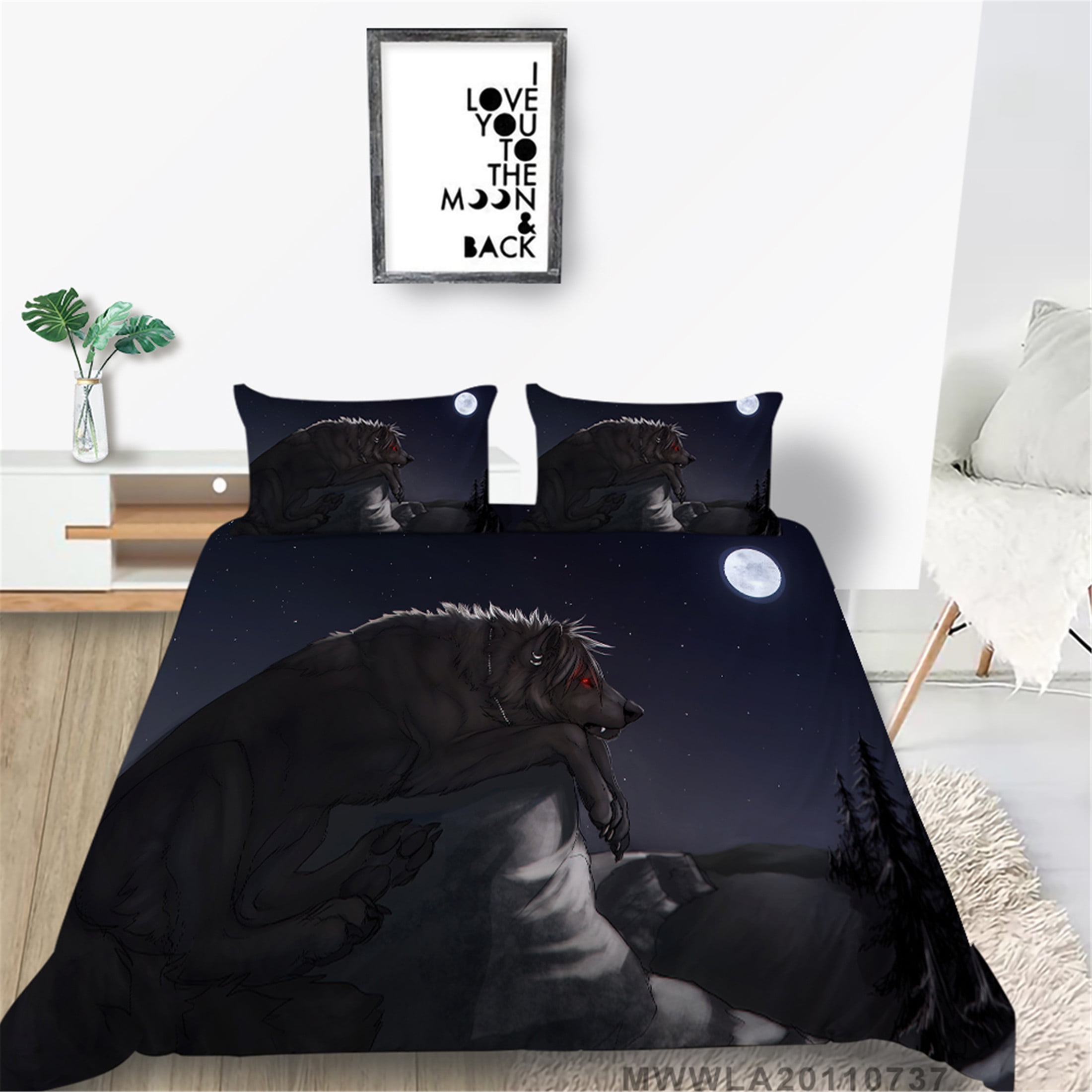 3D Wolf Printed Polyester Home Bed Set Boy Man Cool Duvet Cover Set ...