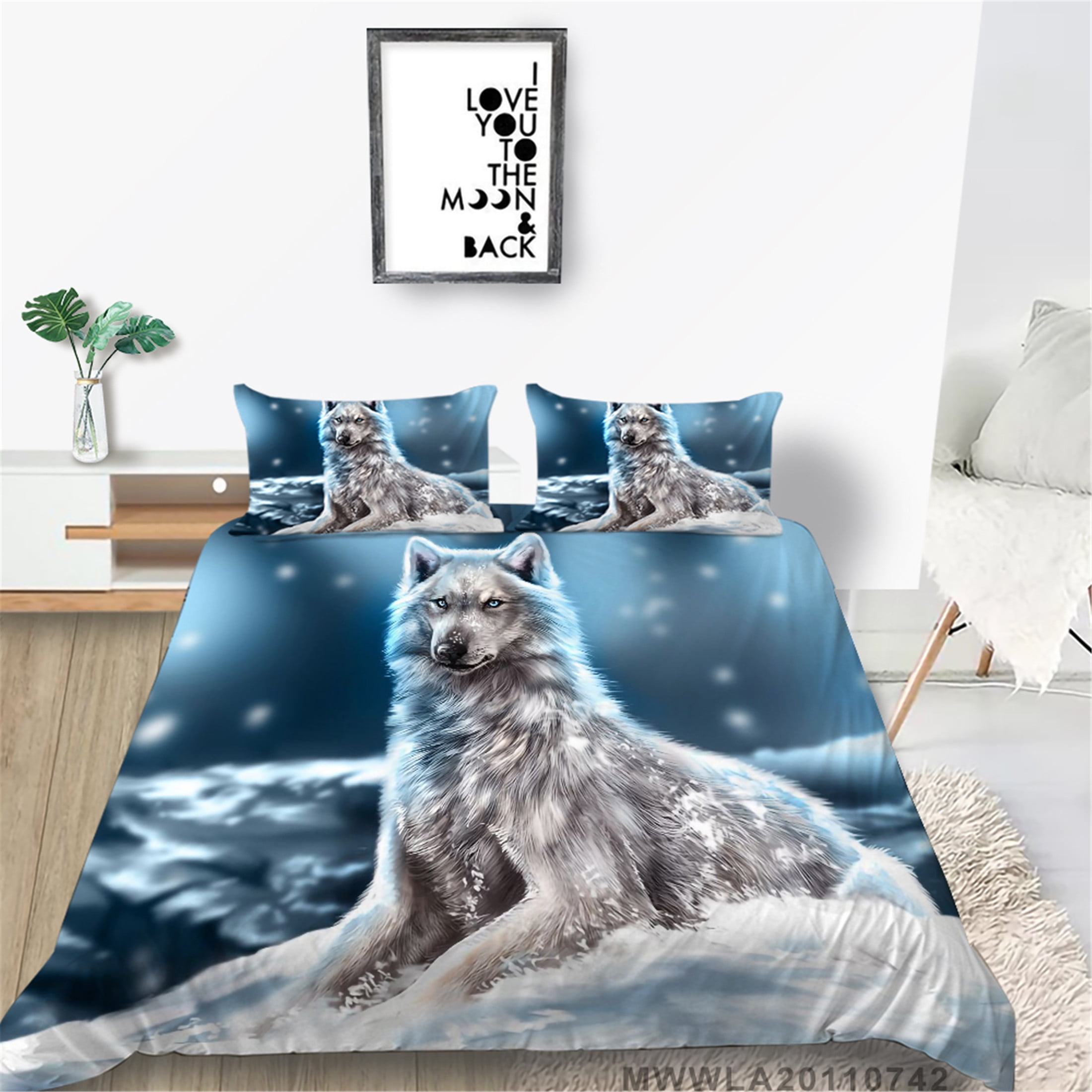 3D Wolf Printed Polyester Home Bed Set Boy Man Cool Duvet Cover Set ...