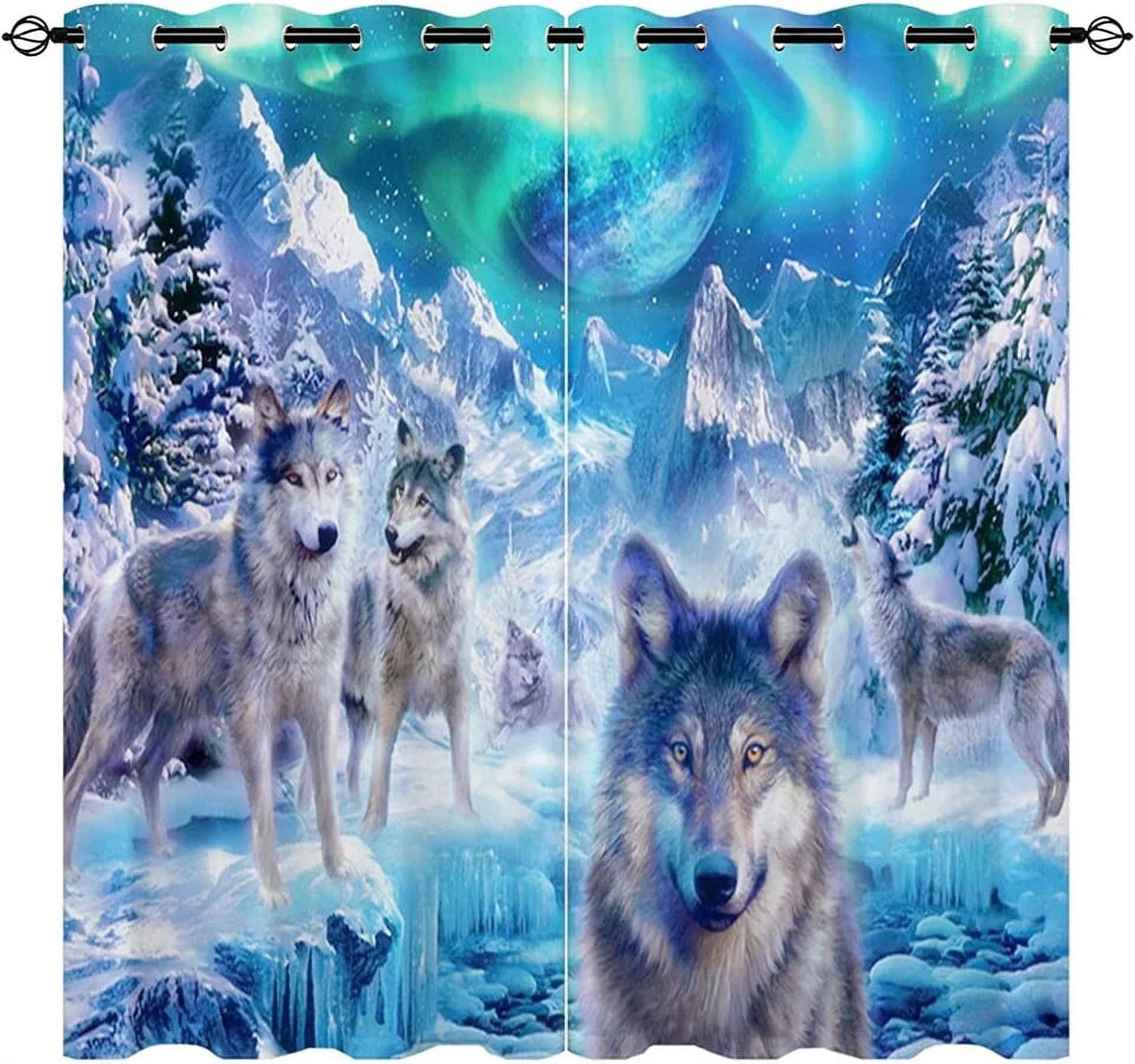 3D Wolf Printing Curtain Blackout Window Shade Curtains Bedroom Living ...