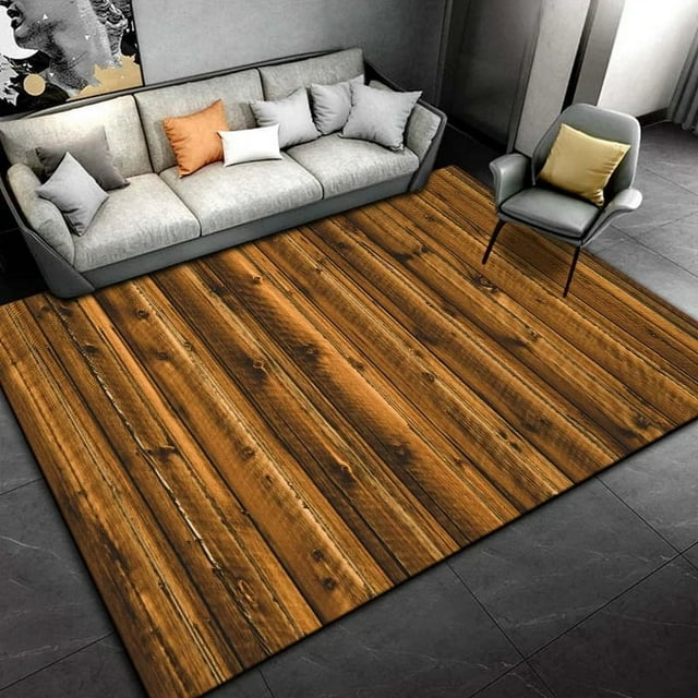 3D Wood Carpet Wooden Plank Pattern Rug Modern Art Home Living Room ...