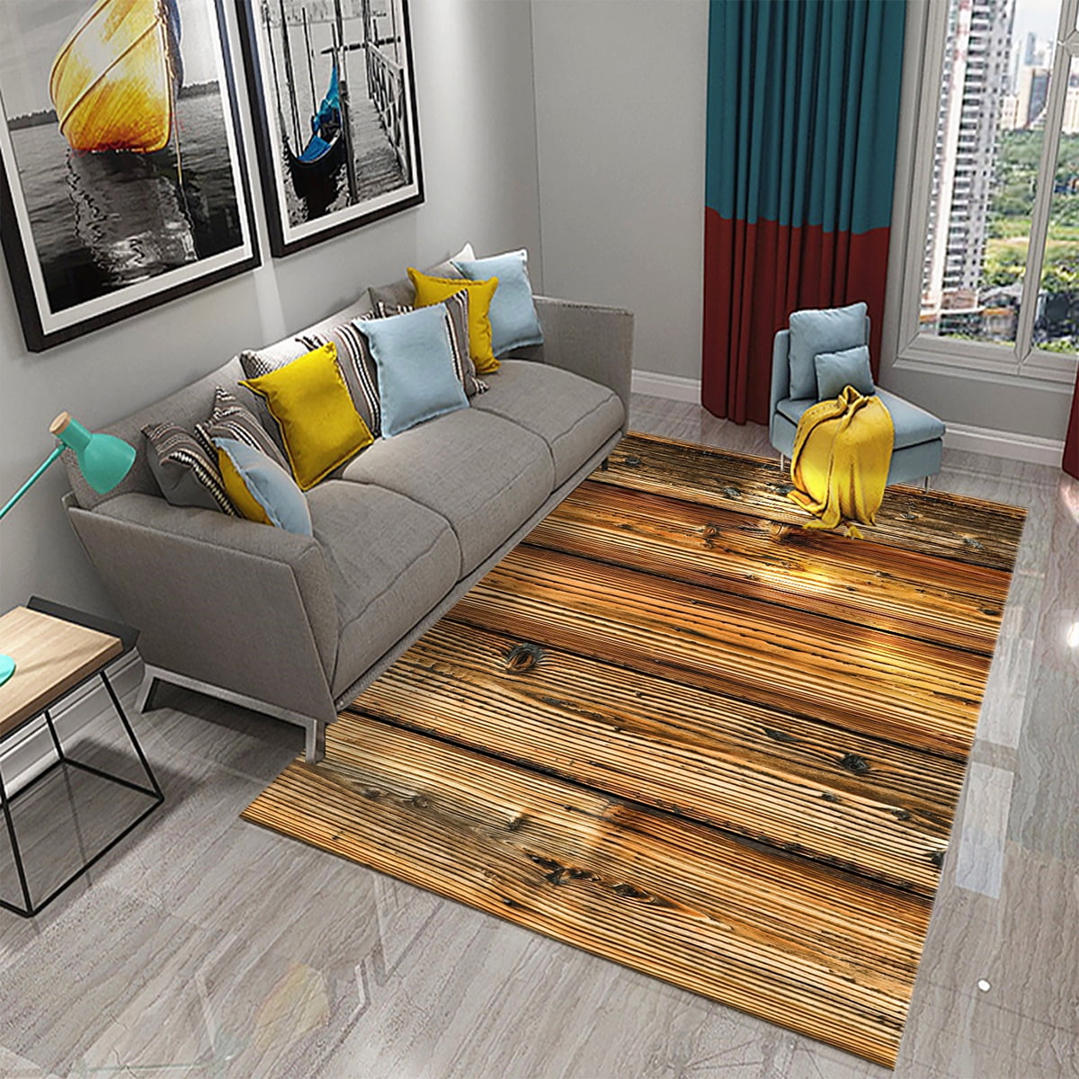 3D Wood Carpet for Bedroom Rug Long Kitchen Mat on The Floor Living ...