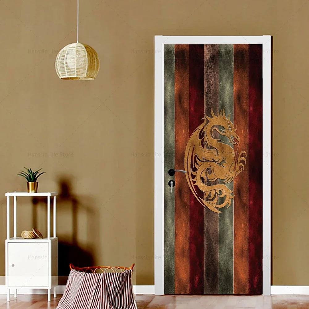 3D Wood Door Stickers Waterproof Rose PVC Waterproof Self-adhesive Home ...