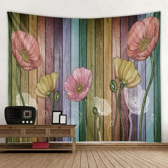 3D Wood Flower Print Tapestry Mandala Colourful Flowers Pattern for ...