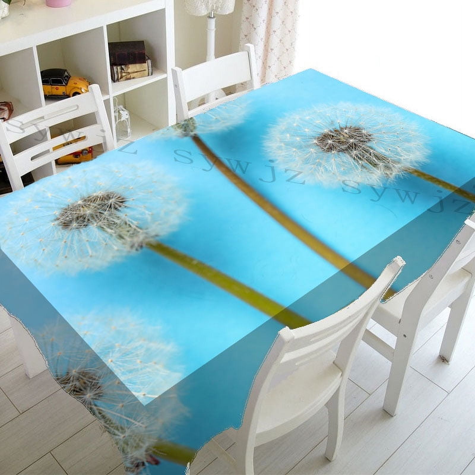 3D Wood Grain Dandelion Pattern Tablecloth Waterproof Rectangular ...