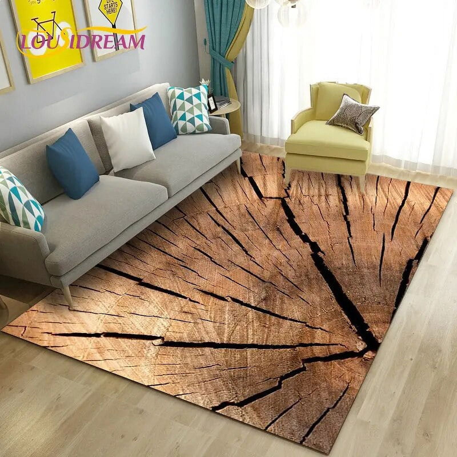 3D Wood Grain Pattern Area Rug Carpet Rug for Living Bedroom Sofa ...