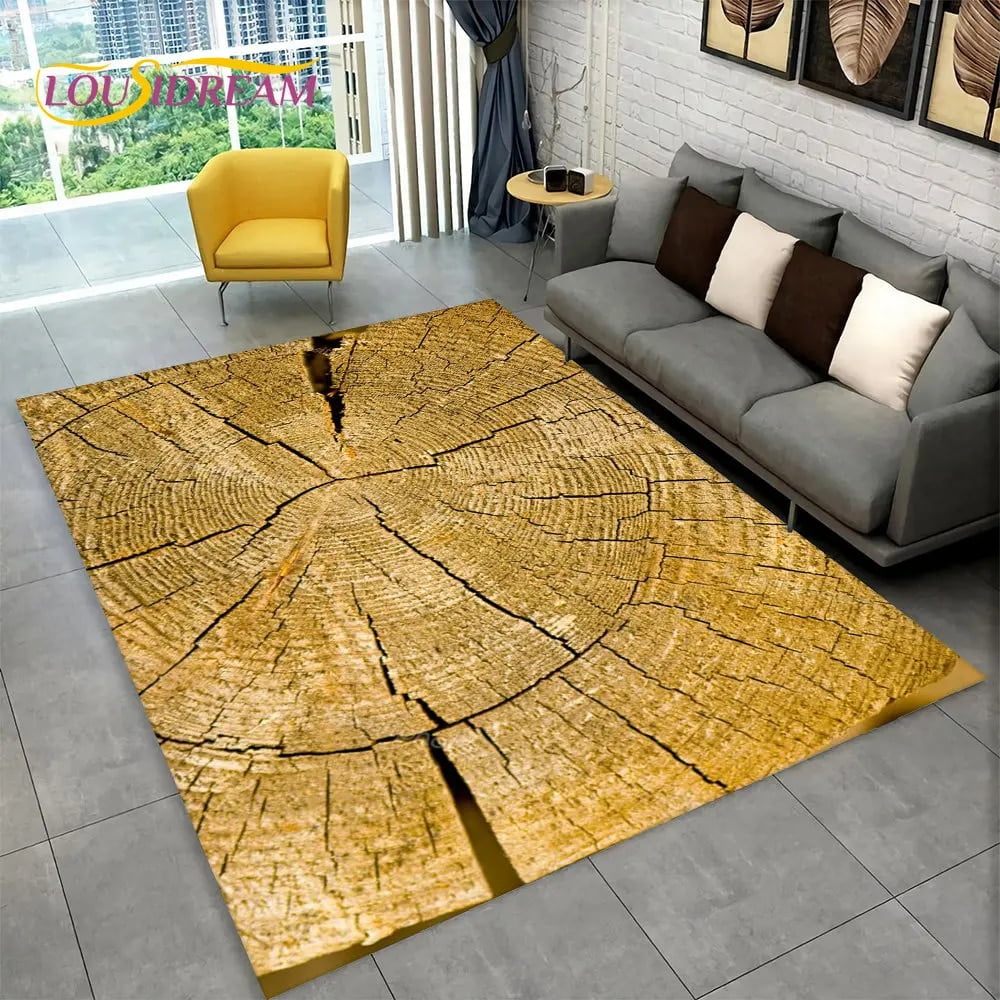 3D Wood Grain Retro Area Rug Large Carpet Rug for Home Living Room Kids ...