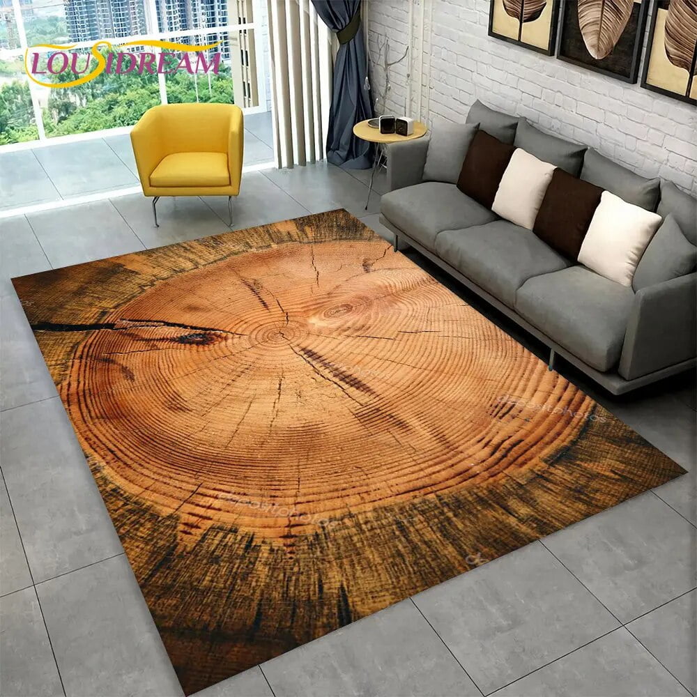 3D Wood Grain Retro Area Rug Large Carpet Rug for Home Living Room Kids ...