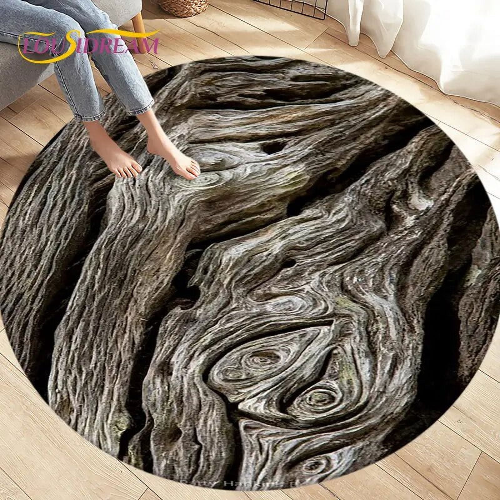 3D Wood Grain Round Area Rug Circle Carpet Rug for Living Room Bedroom ...