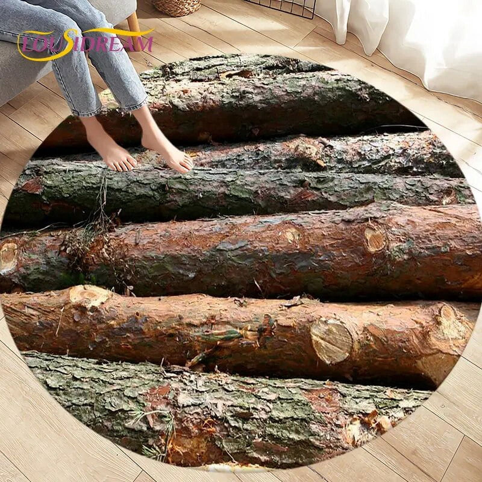 3D Wood Grain Round Area Rug Circle Carpet Rug for Living Room Bedroom ...