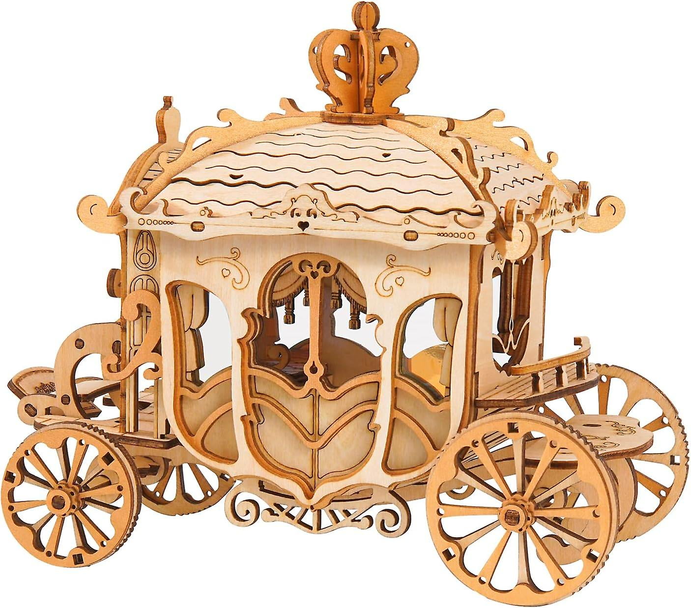 3D Wood Model Kits Carriage Wooden Model Kits for Adult Puzzle Building ...