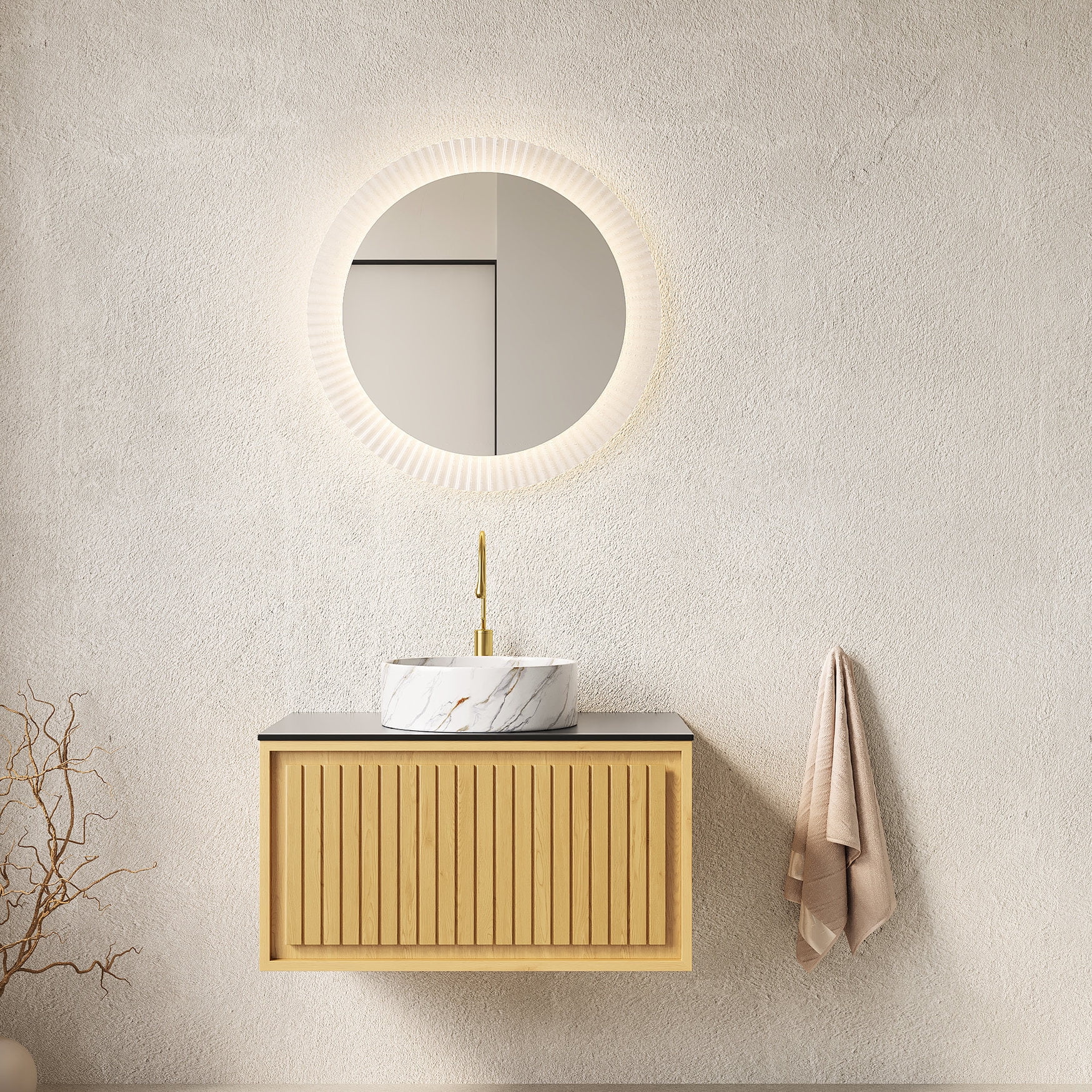 3D Wood Veneer Cabinet - Water - Resistant - Bathroom Decorating ...