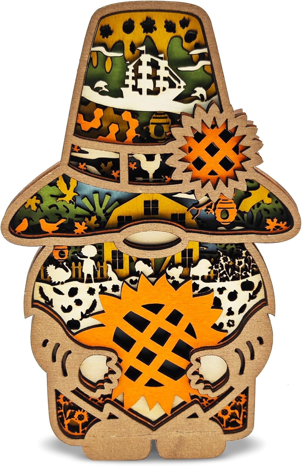 3D Wooden Animals Carving LED Night Light, Gnome Decor Wood Carved Lamp ...