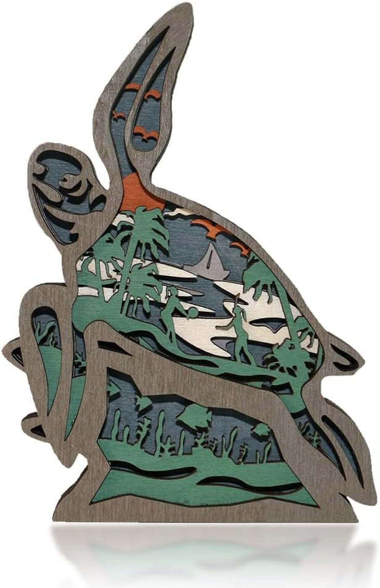 3D Wooden Animals Carving, Multi-Layered Sea Turtle Decor, Carved ...