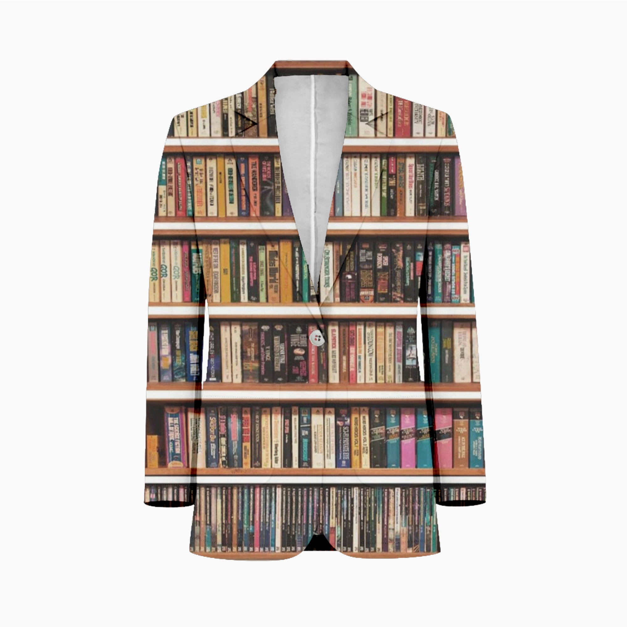 3D Wooden Bookshelf Print Customized Men's Suits full man Shawl Collar ...