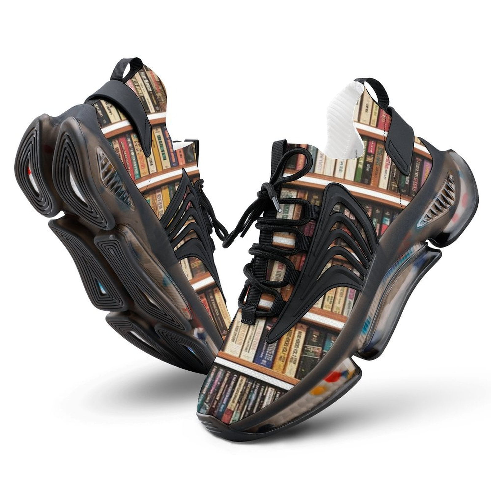 3D Wooden Bookshelf Print Walking Shoes for Men Woman Lightweight ...
