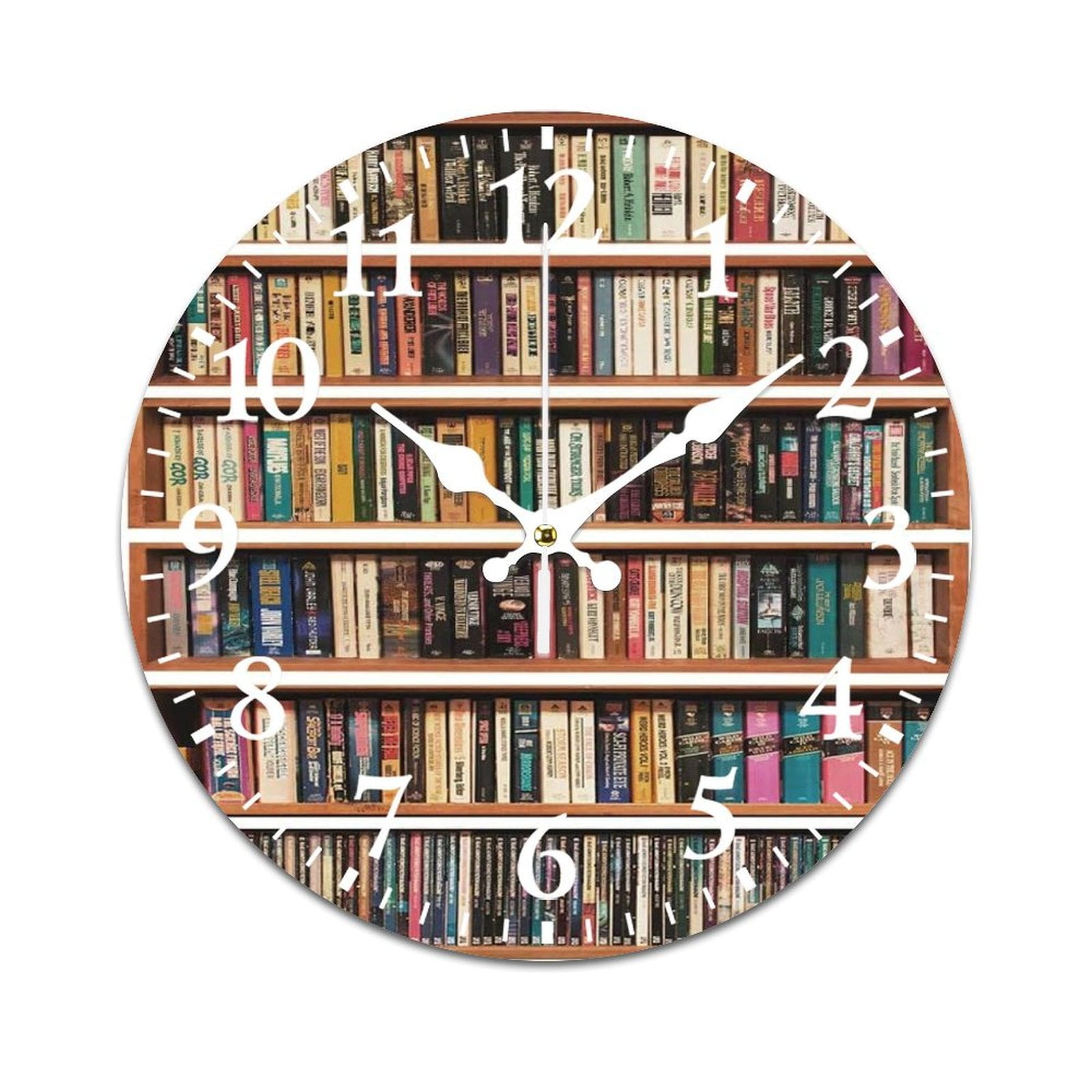 3D Wooden Bookshelf Print Wall Clock Modern Design Clocks Wall Hanging ...