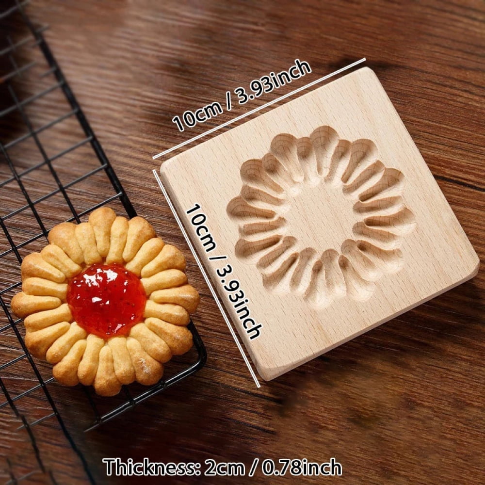 3D Wooden Cookie Cutter Moulds for DIY Baking, Engraved Embossed ...