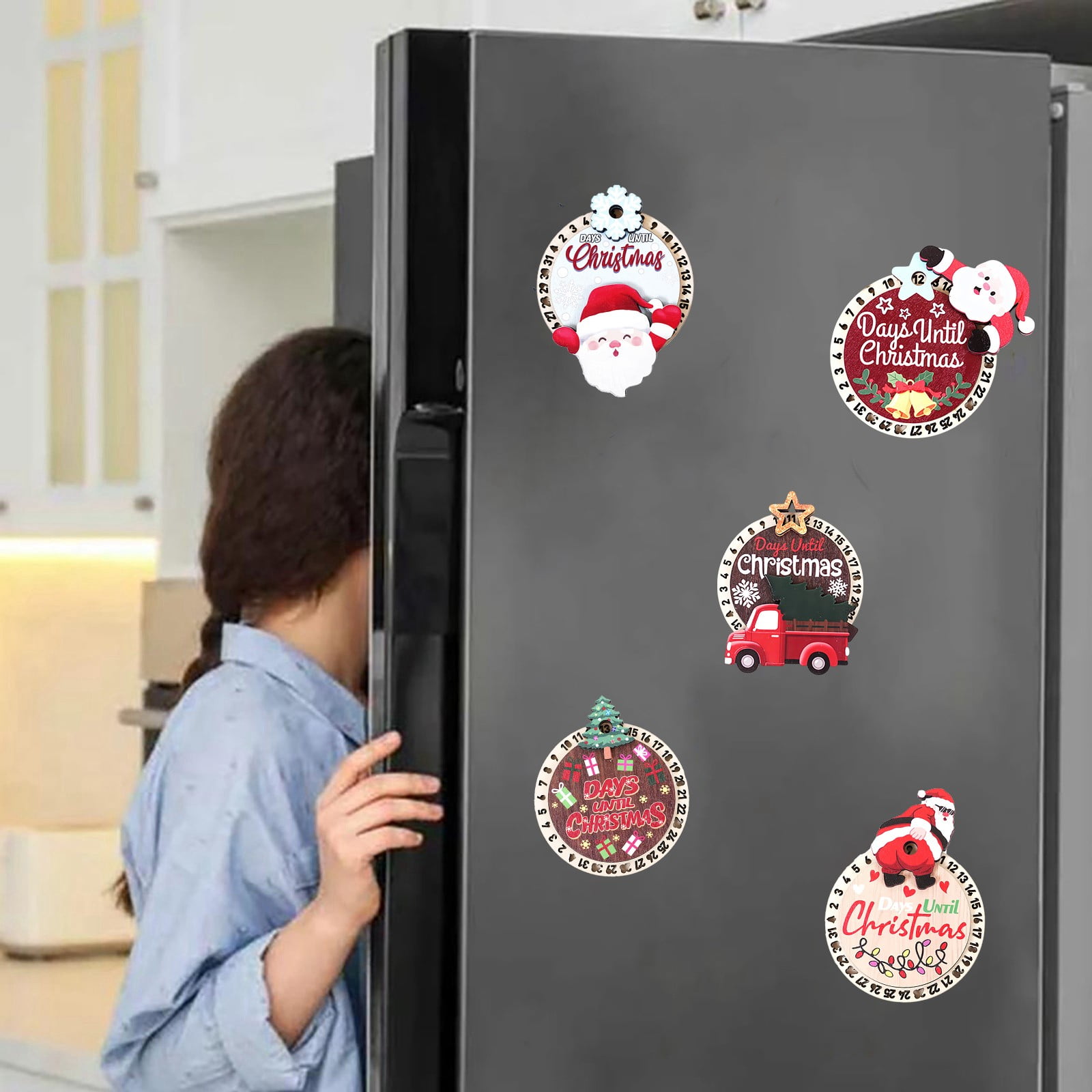 3D Wooden Countdown Calendar for Festive Holiday Refrigerator ...