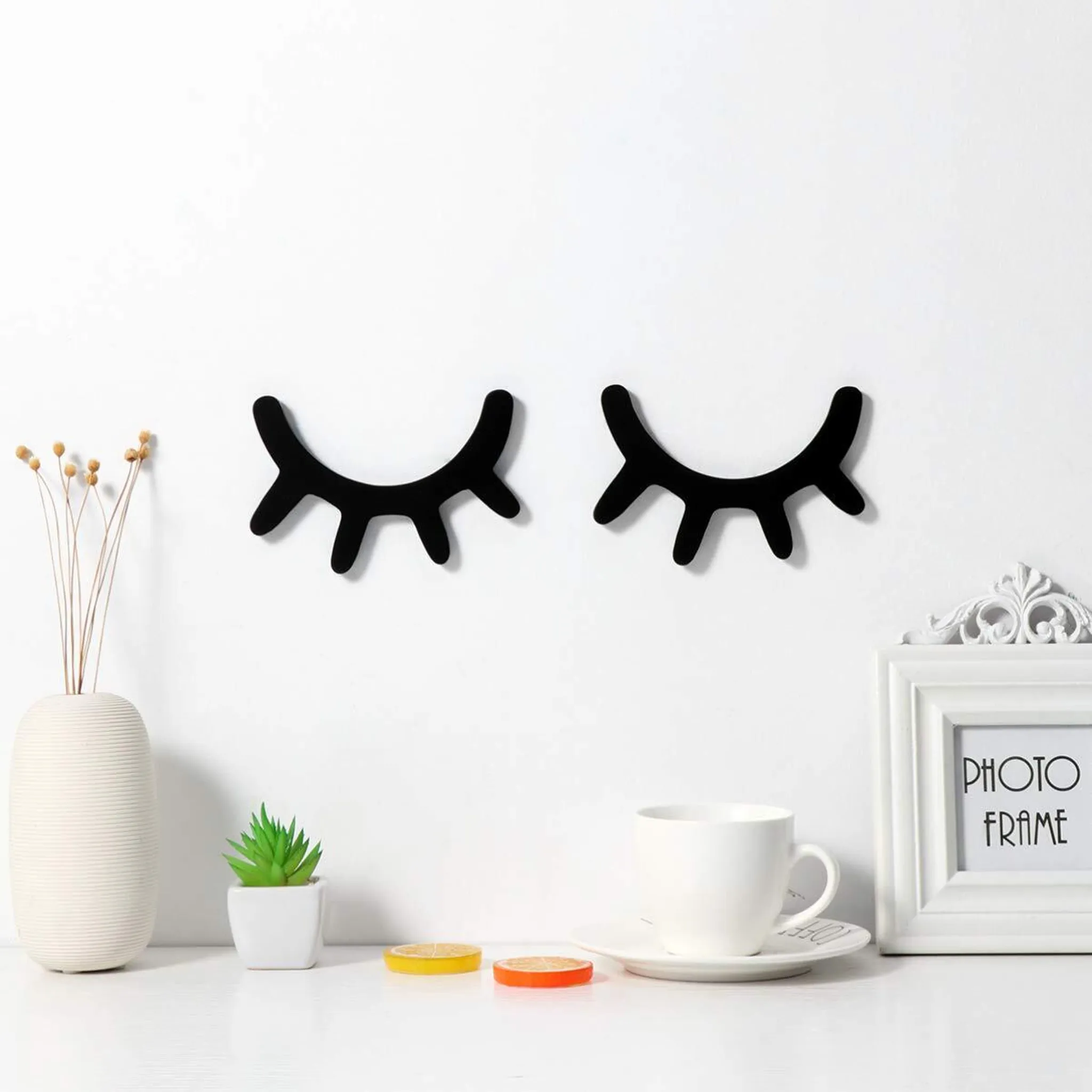 3D Wooden Eyelashes Sleeping Eyes Wall Sticker Wall Decal Wall ...