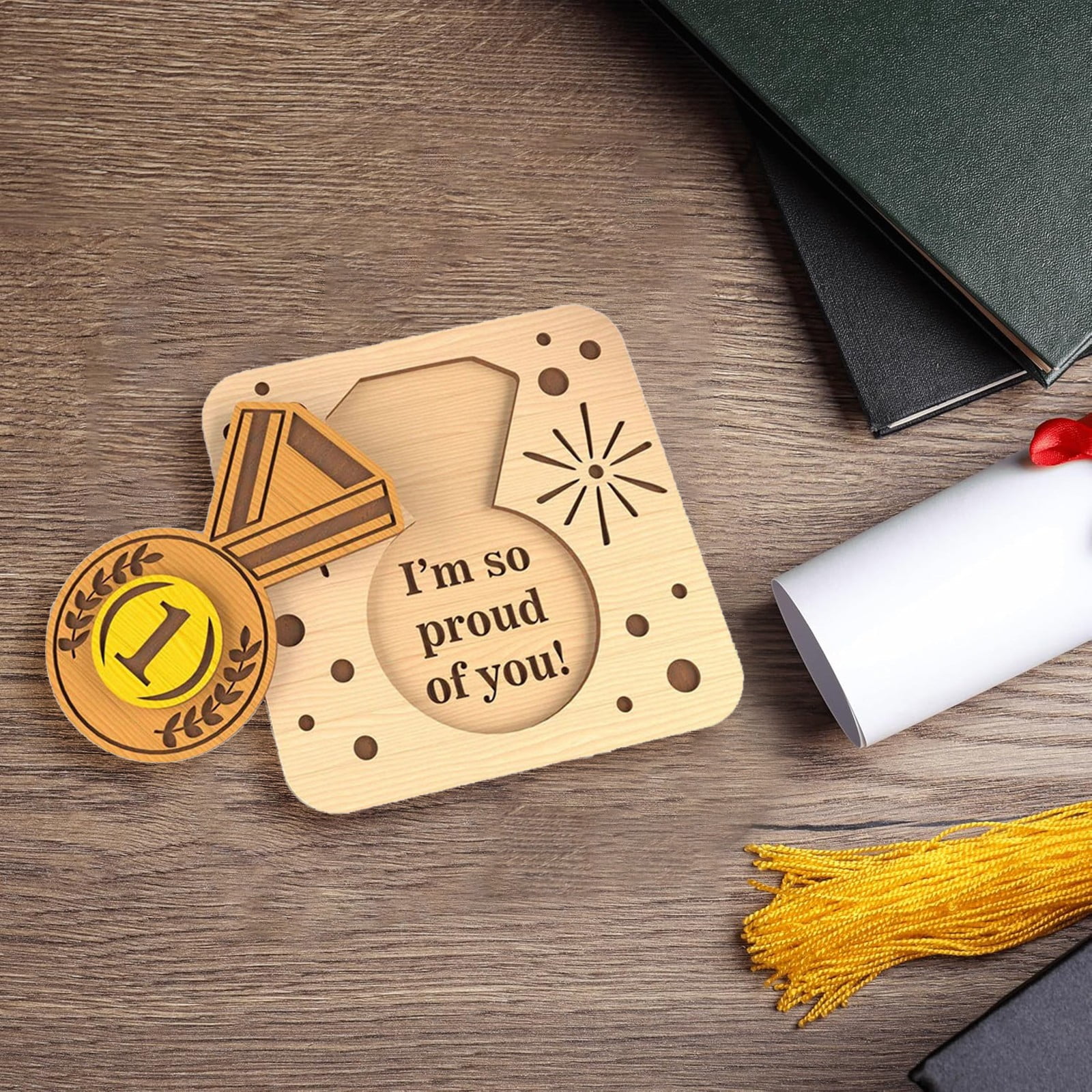 3D Wooden Graduation Card Set Cut Class Of 2025 Keepsake With Decor ...