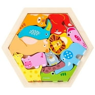 Wooden Puzzle Jigsaw Blocks Shape Pre-school Block Puzzles for Toddlers ...